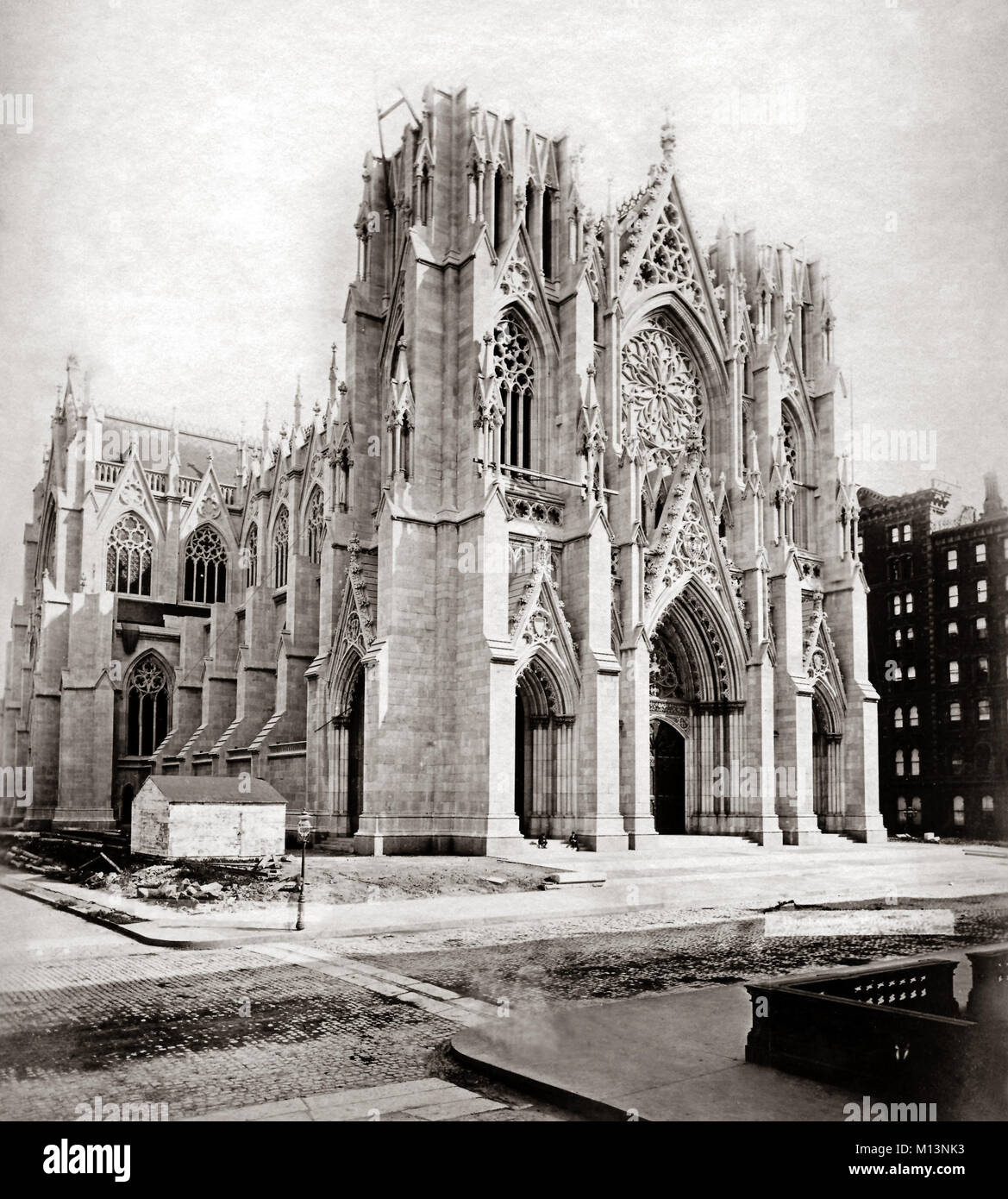 Construction of St Patrick's Cathedral New York, 1880's Stock Photo - Alamy