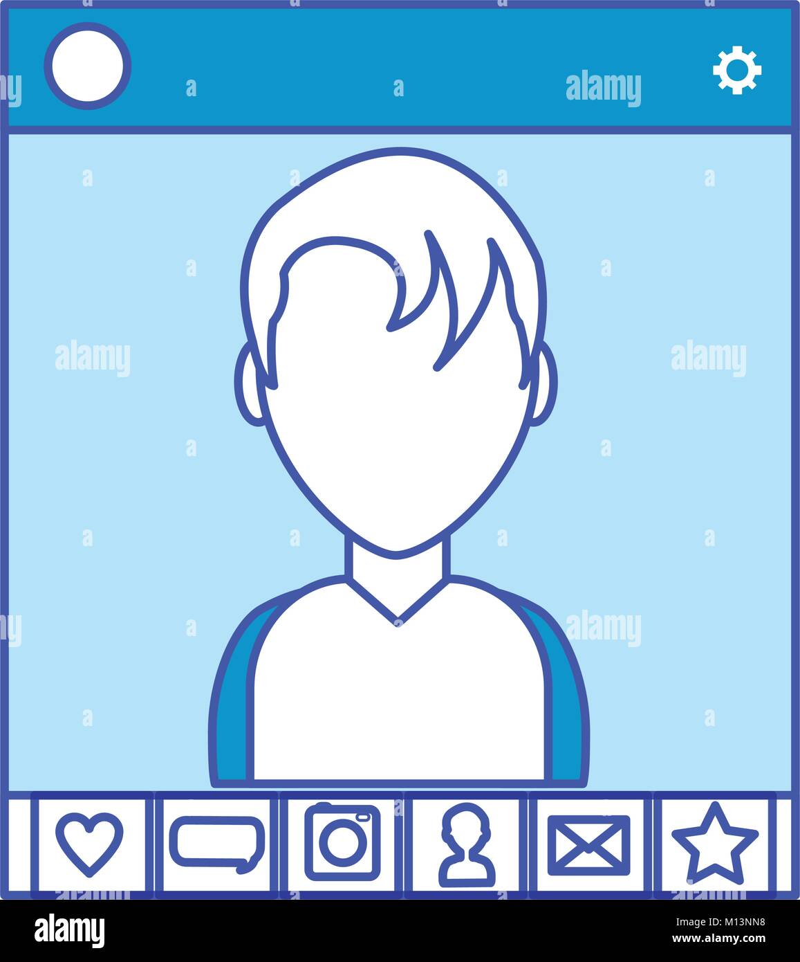 Boy and chat of social media and multimedia theme Isolated design ...