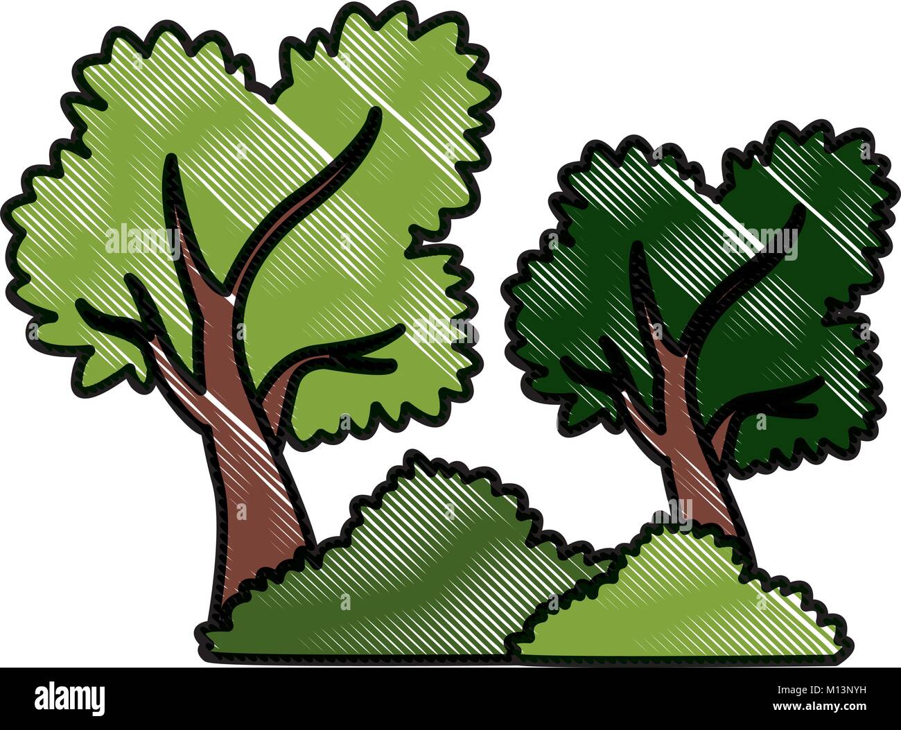Tree and bushes cartoon Stock Vector Image & Art - Alamy