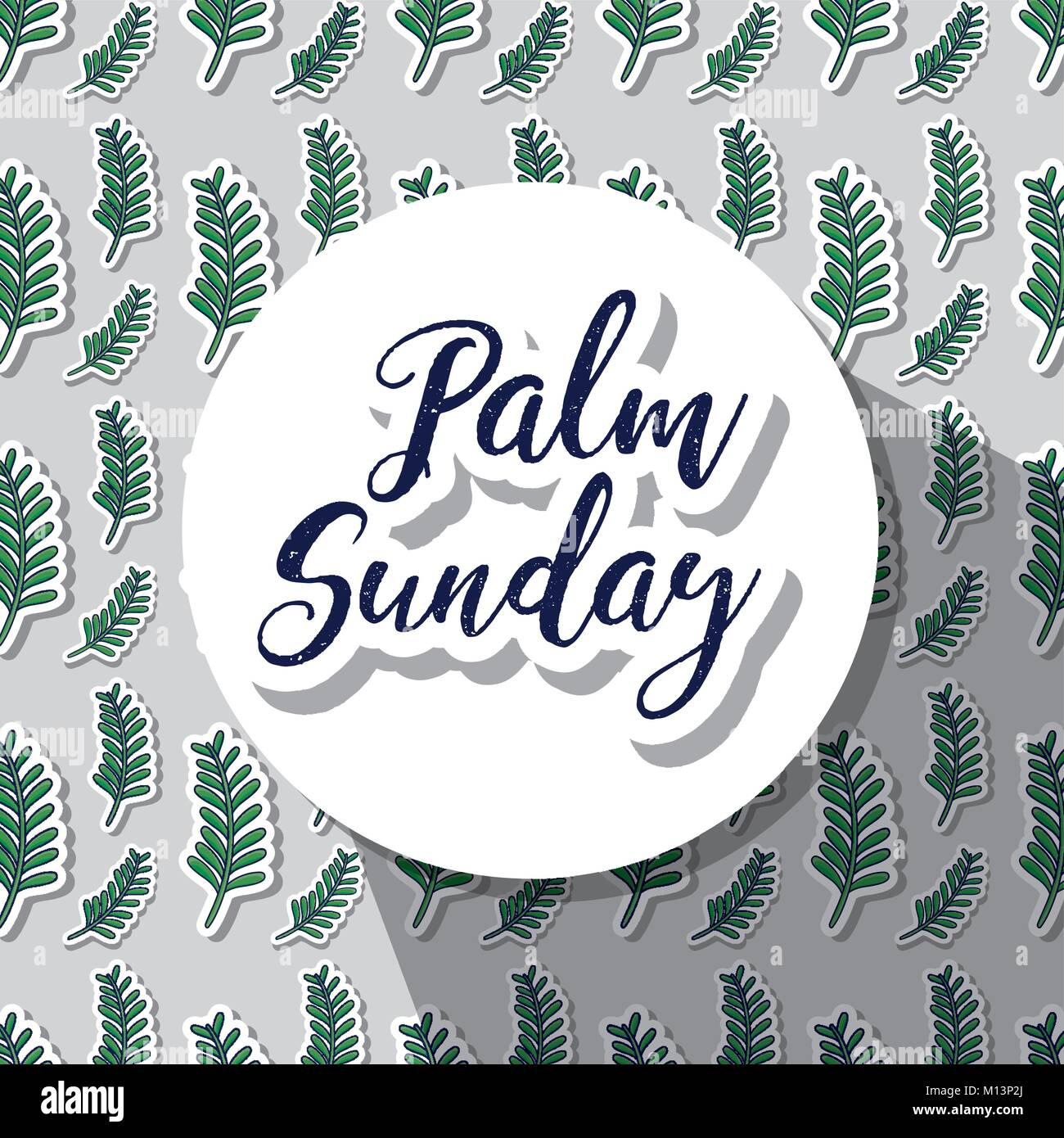 circle sticker with palm sunday message vector illustration Stock ...