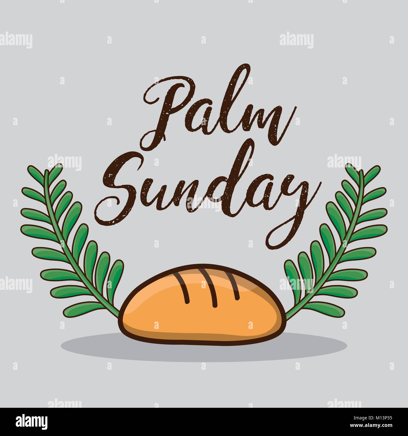 palm branches and bread traditional catholic religion vector ...