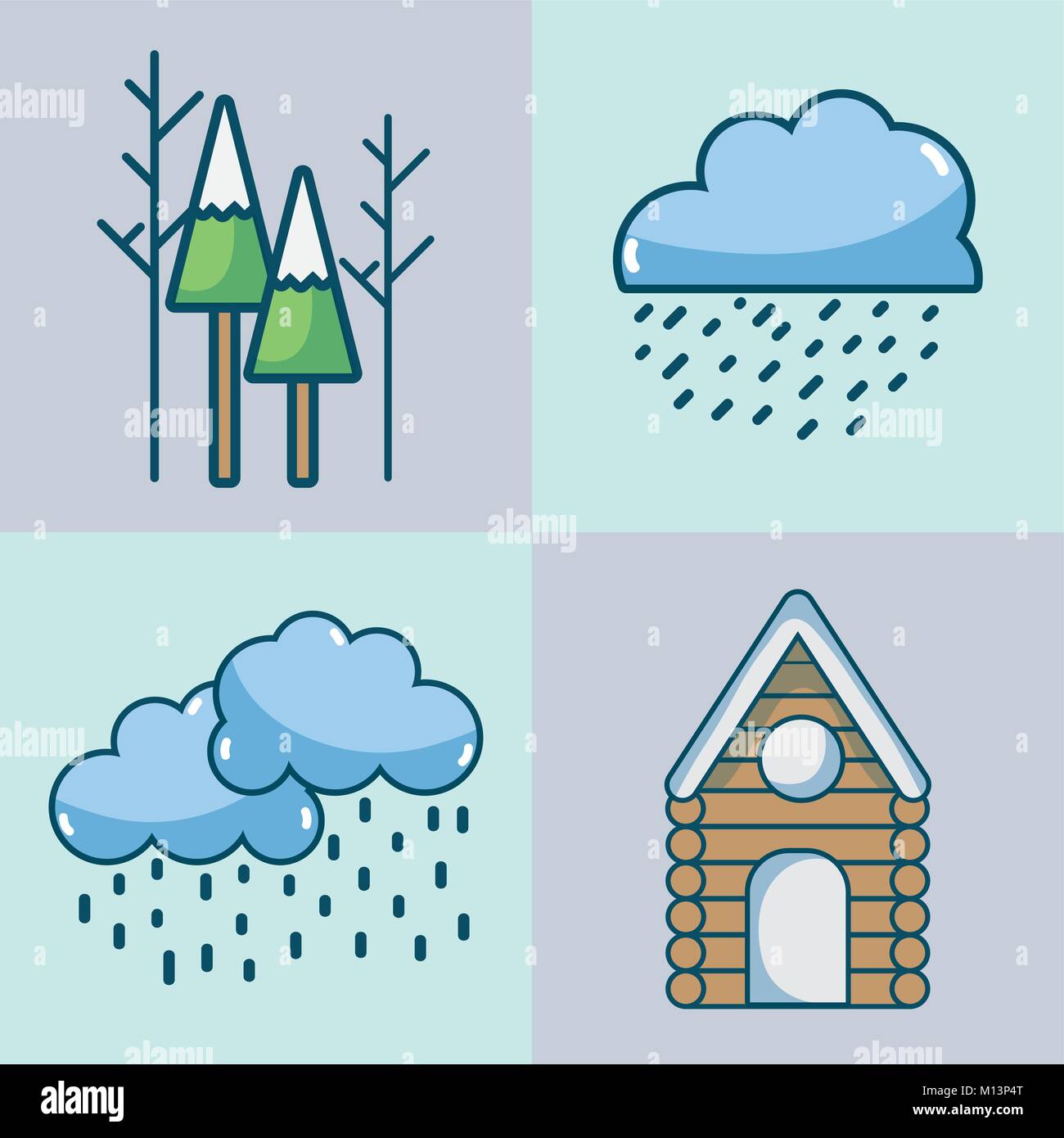 set winter season natural weather vector illustration Stock Vector ...
