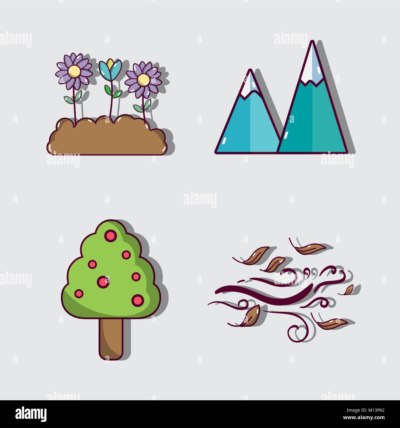 set natural seasons weather design vector illustration Stock Vector ...