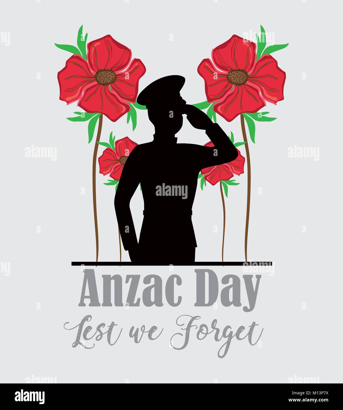 Anzac day with soldier memorial holiday vector illustration Stock ...