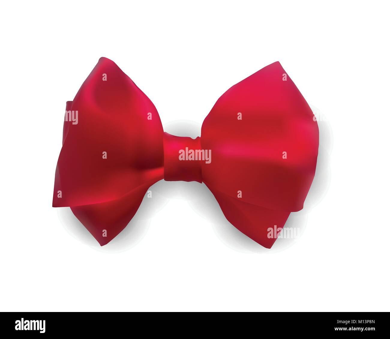 Red bow out of satin ribbon vector illustration. Bowknot with shadow ...