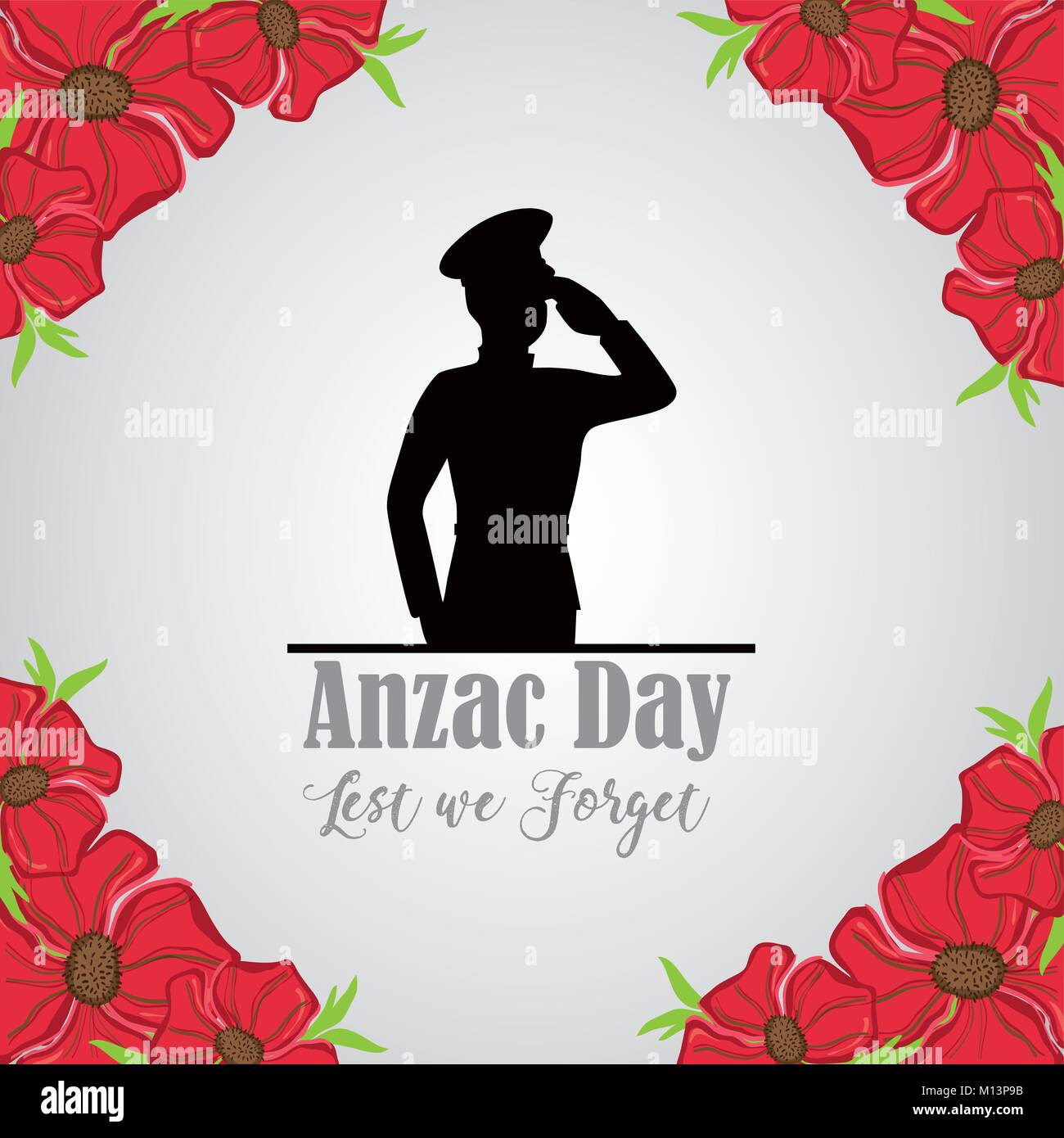 military soldier to anzac day and flowers vector illustration Stock ...