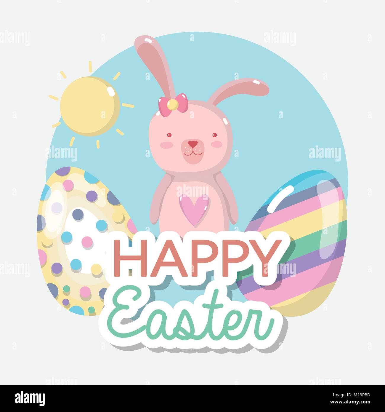 rabbit female with happy eggs easter vector illustration Stock Vector ...