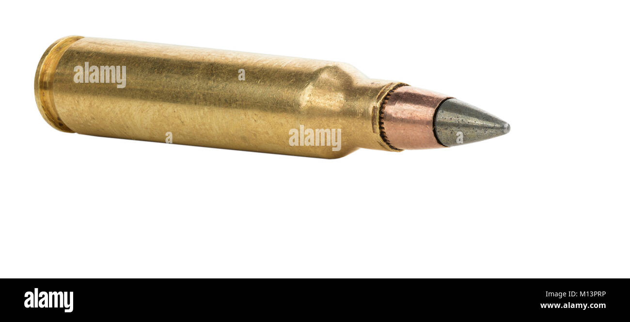 M855 EPR cartridge for 556 rifles angled and isolated on white Stock ...