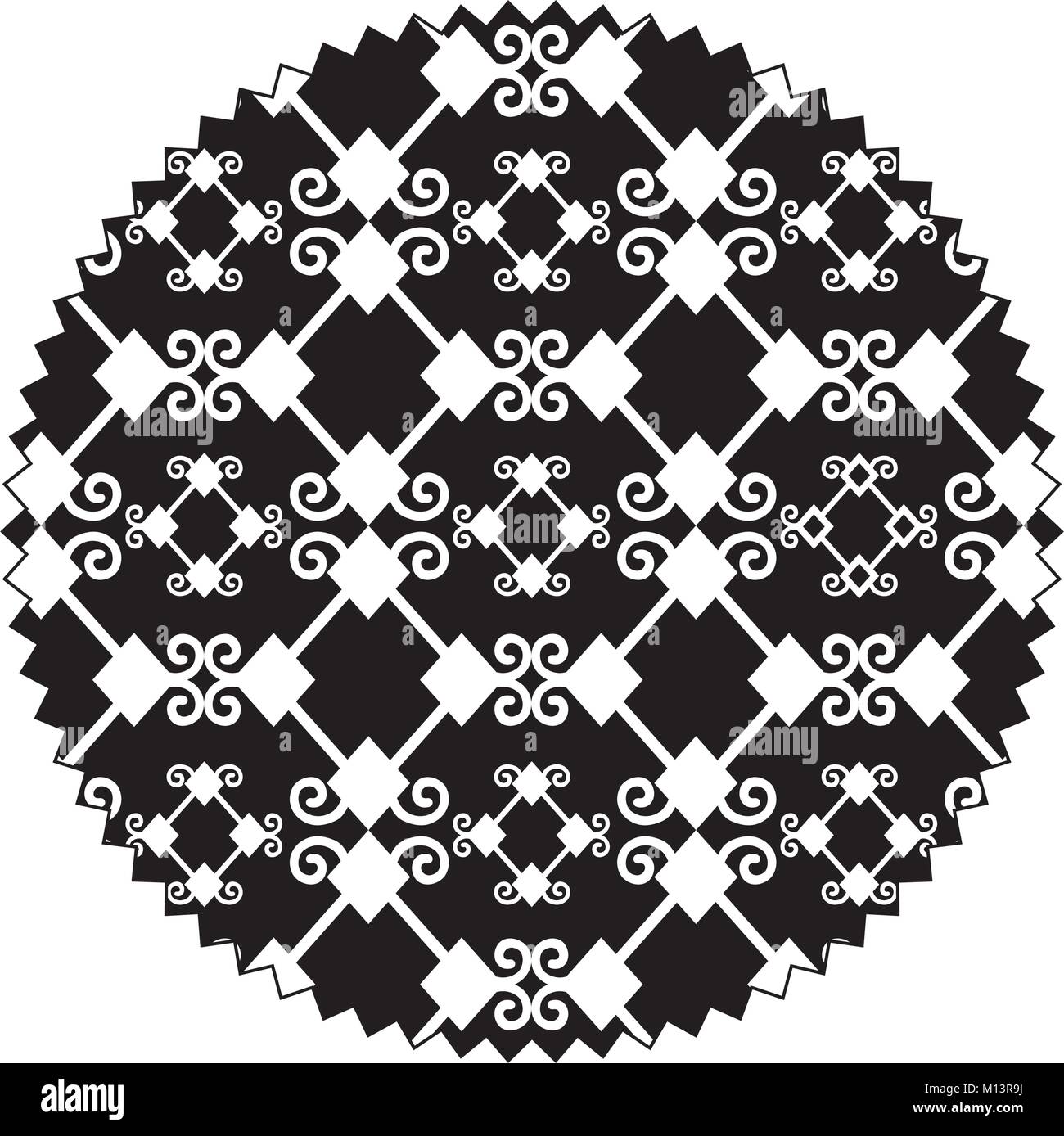 silhouette circle with graphic seamless decoration background pattern ...