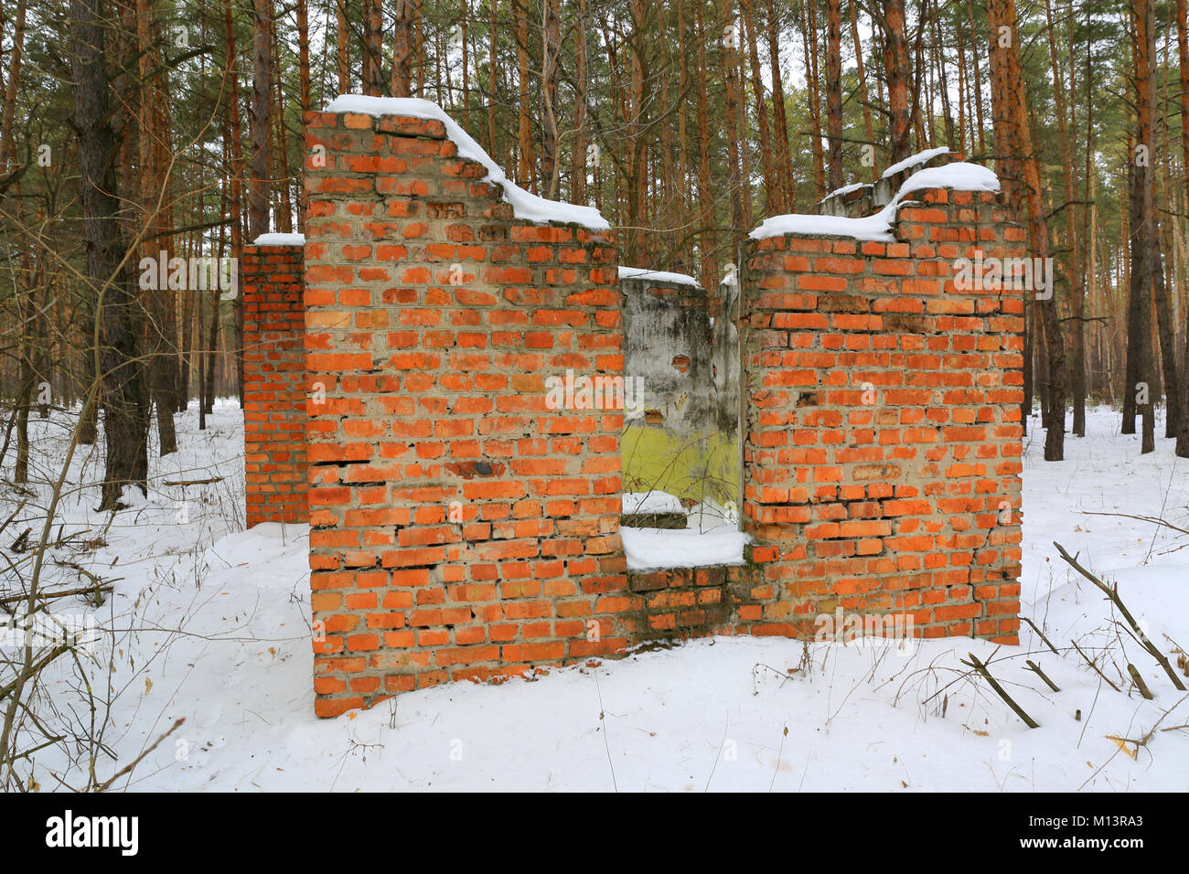 Ruined house in winter forest hi-res stock photography and images - Alamy