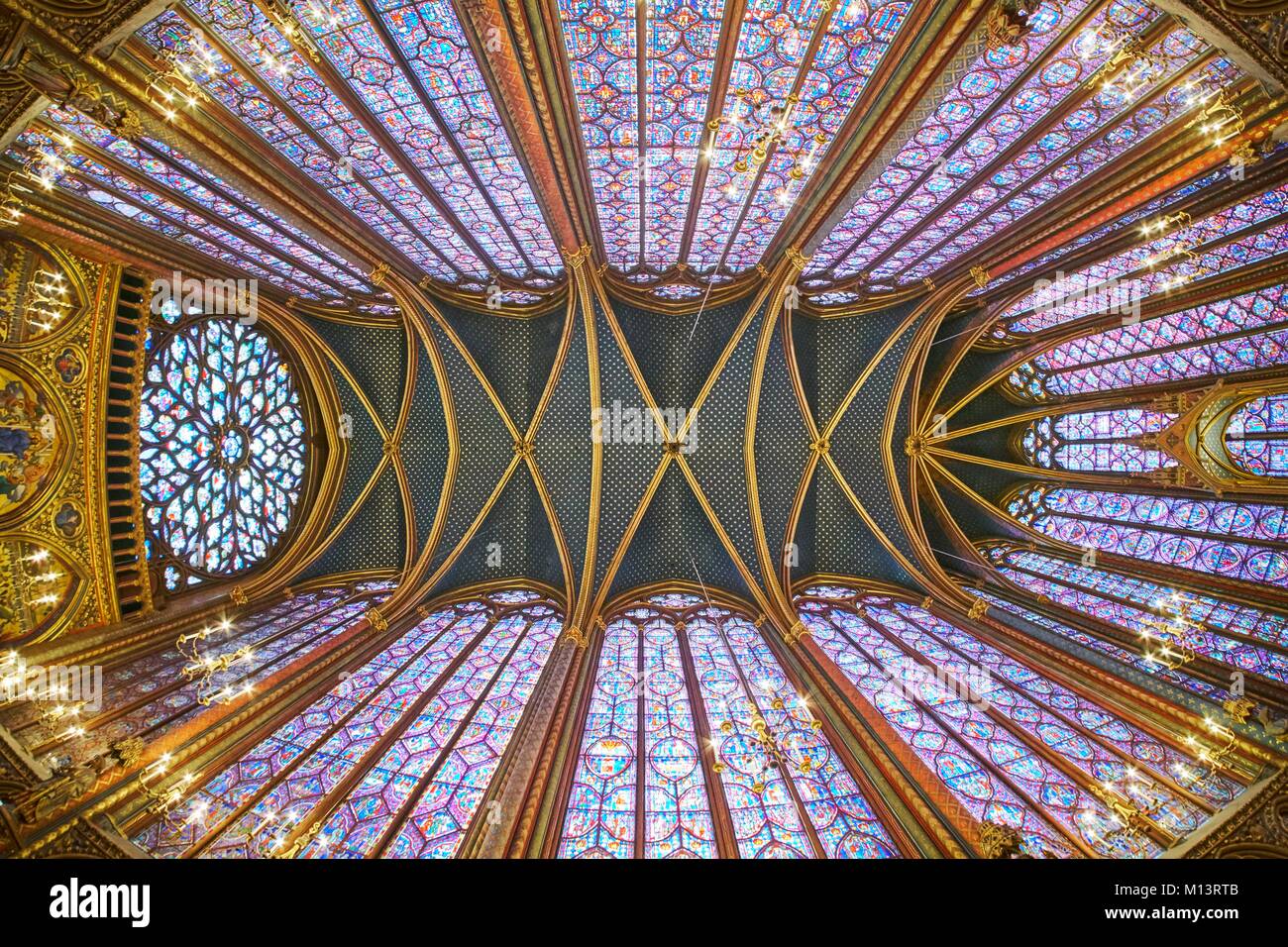 France, Paris, Paris, The stained glass windows of the Sainte Chapelle ...