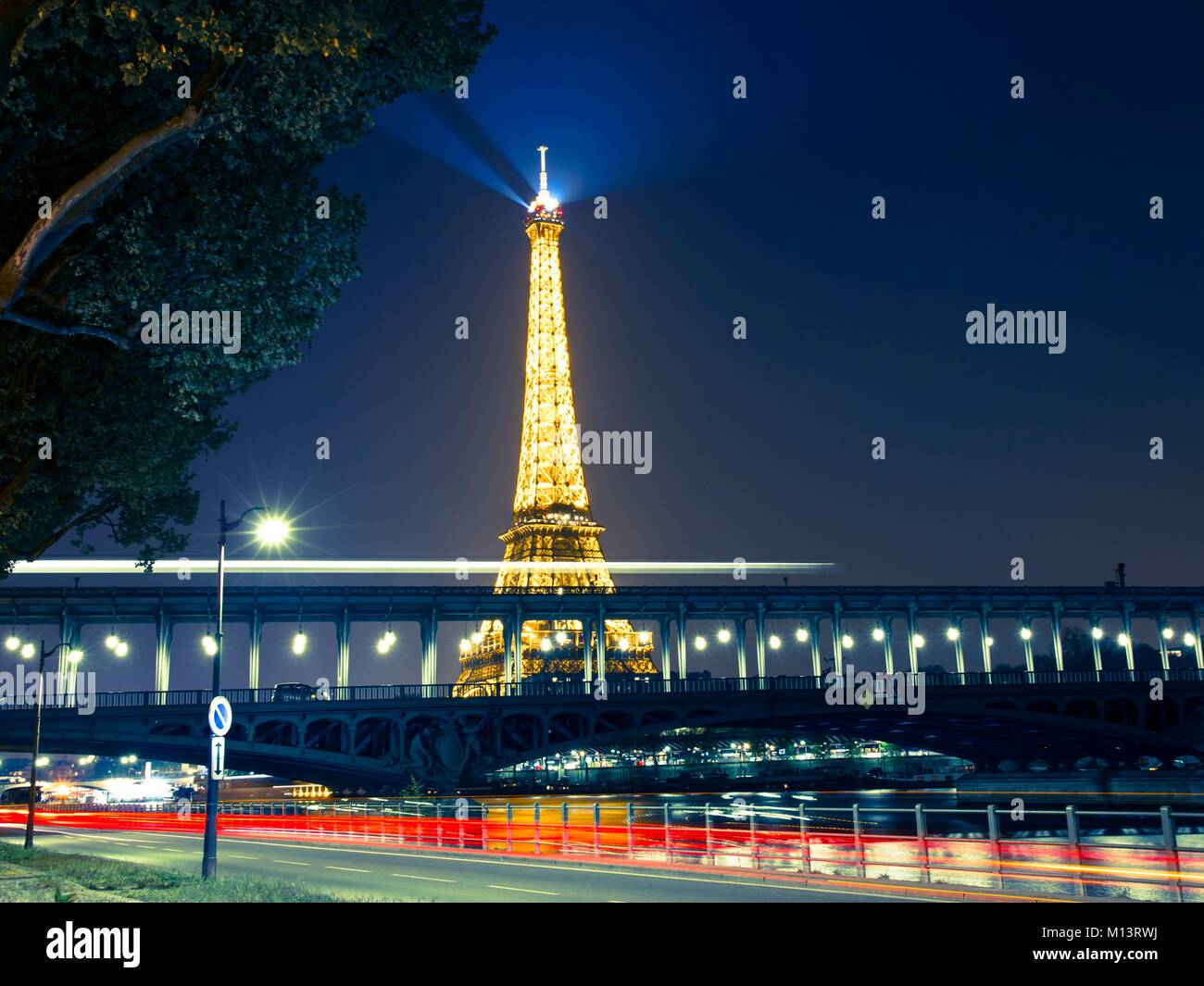 France, Paris, Paris, The Bir Hakeim bridge at night (© SETE ...