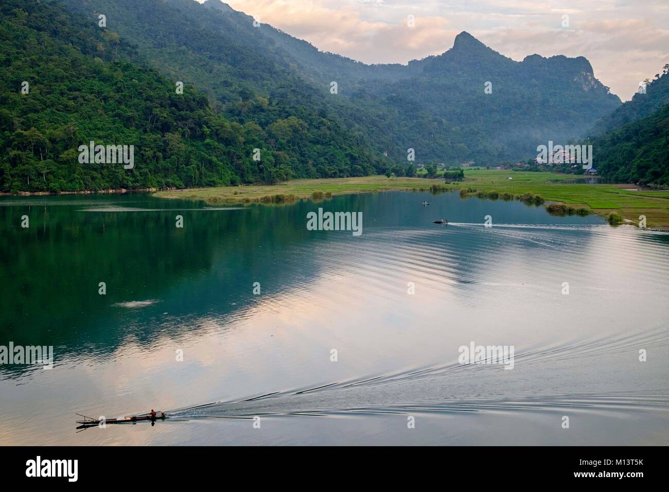 Vietnam, province of Bac Kan, National Park of Ba Be, Ba Be Lake Stock ...