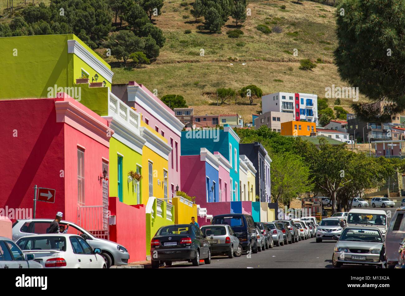 South Africa, Western Cape, Cape Town, the colorful houses of Bo-Kaap ...