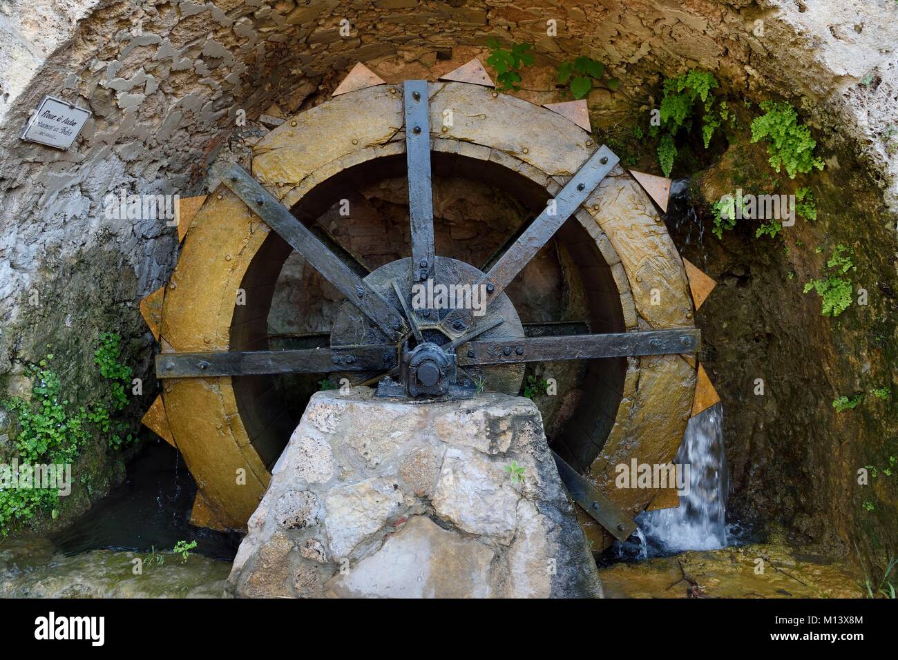 France, Var, Provence Verte, Barjols, old paddle wheel of a tannery of ...