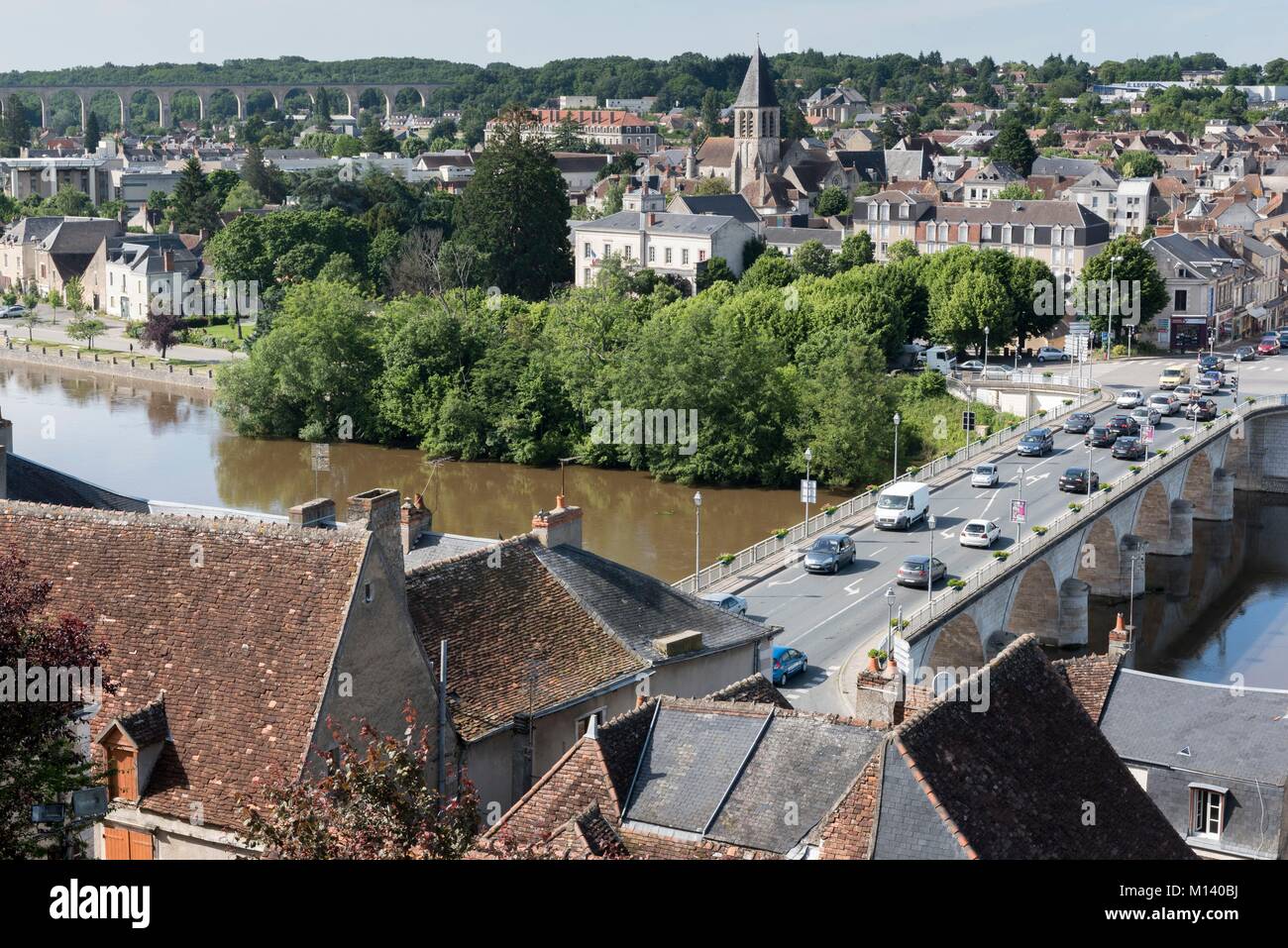 France, Indre, Le Blanc, bridge over the river Creuse Stock Photo - Alamy