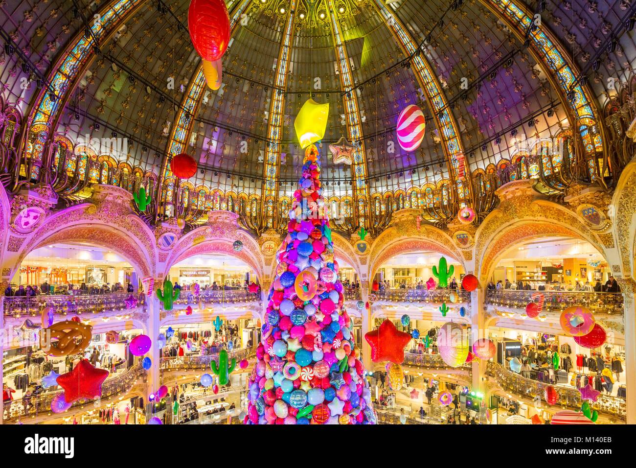 France, Paris, Christmas tree in Printemps shop Stock Photo - Alamy