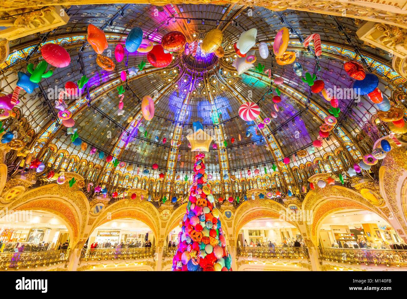 France, Paris, Christmas tree in Printemps shop Stock Photo - Alamy