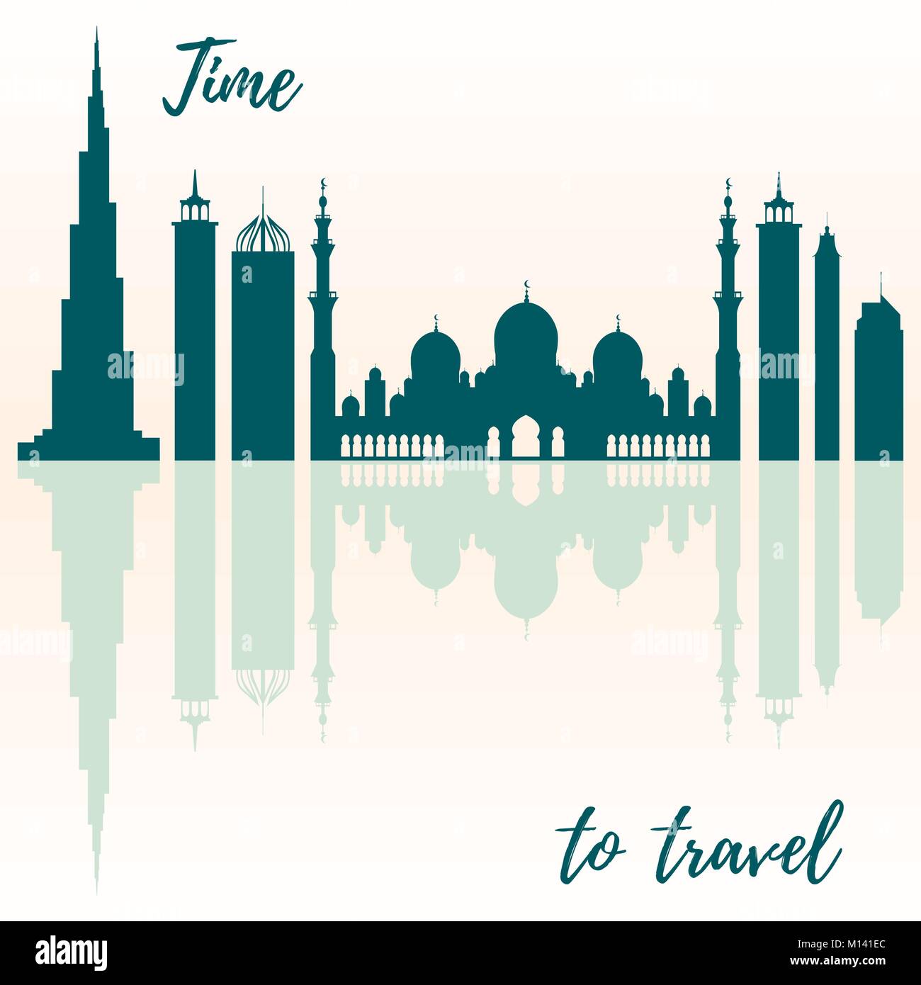 Famous skyscrapers of the world, mosque. Buildings and symbols. Design ...