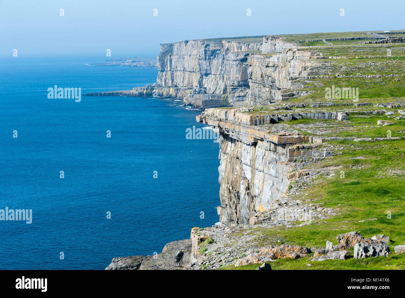 Ireland, County Galway, Aran Islands, Inishmore Island, Cliffs, Dun ...