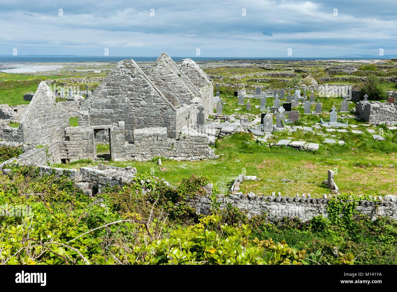 Ireland, County Galway, Aran Islands, Inishmore Island, Eoghanacht, Seven Churches Stock Photo ...