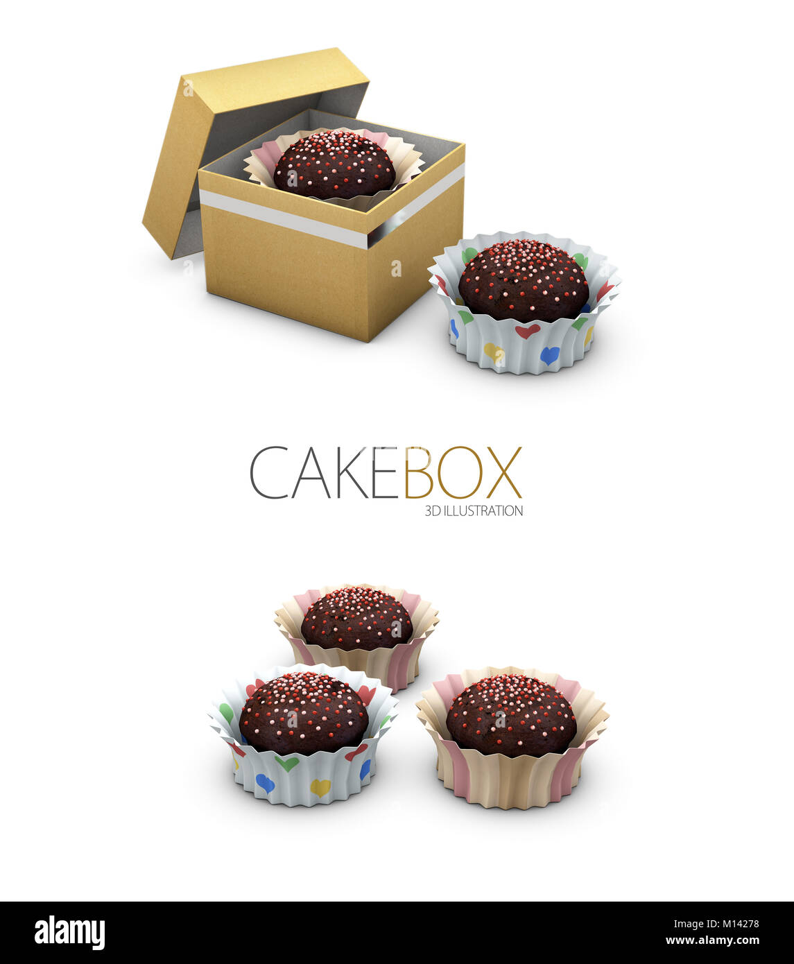 3d Illustration of Open Paper Box for Cookies or Cakes on White ...