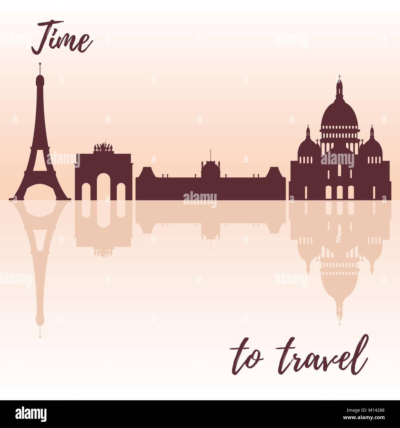 Famous buildings of Paris. Symbols and landmarks. Design for banner ...