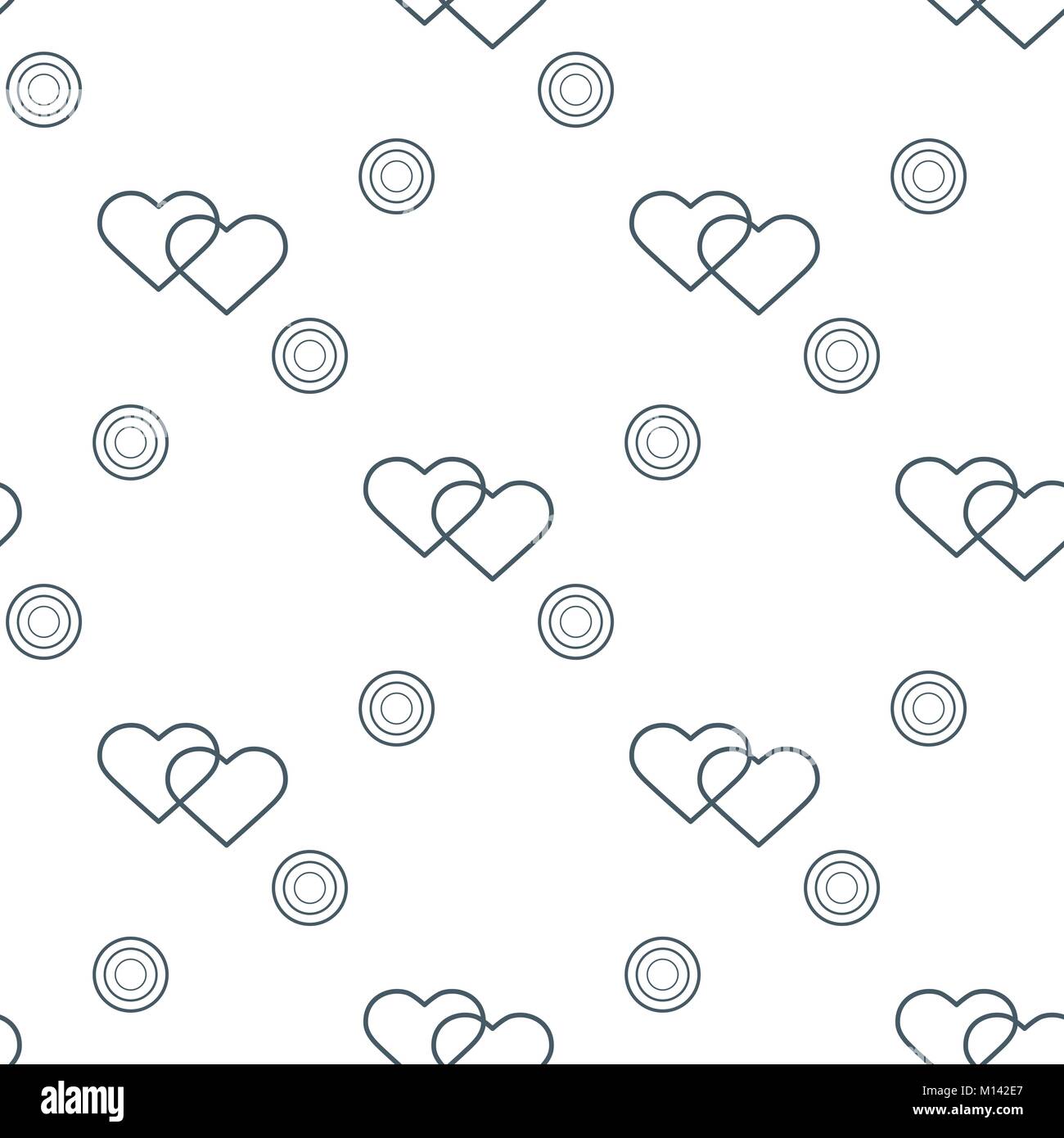 Seamless pattern with hearts and circles. Love theme. Design for banner ...
