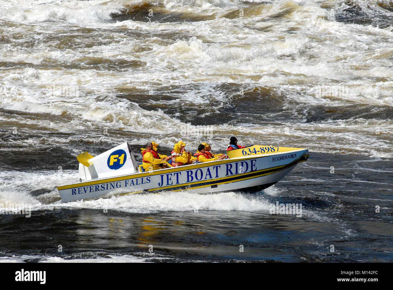 Canada, New Brunswick, Saint John, Jet boat on Reversing Falls Stock ...