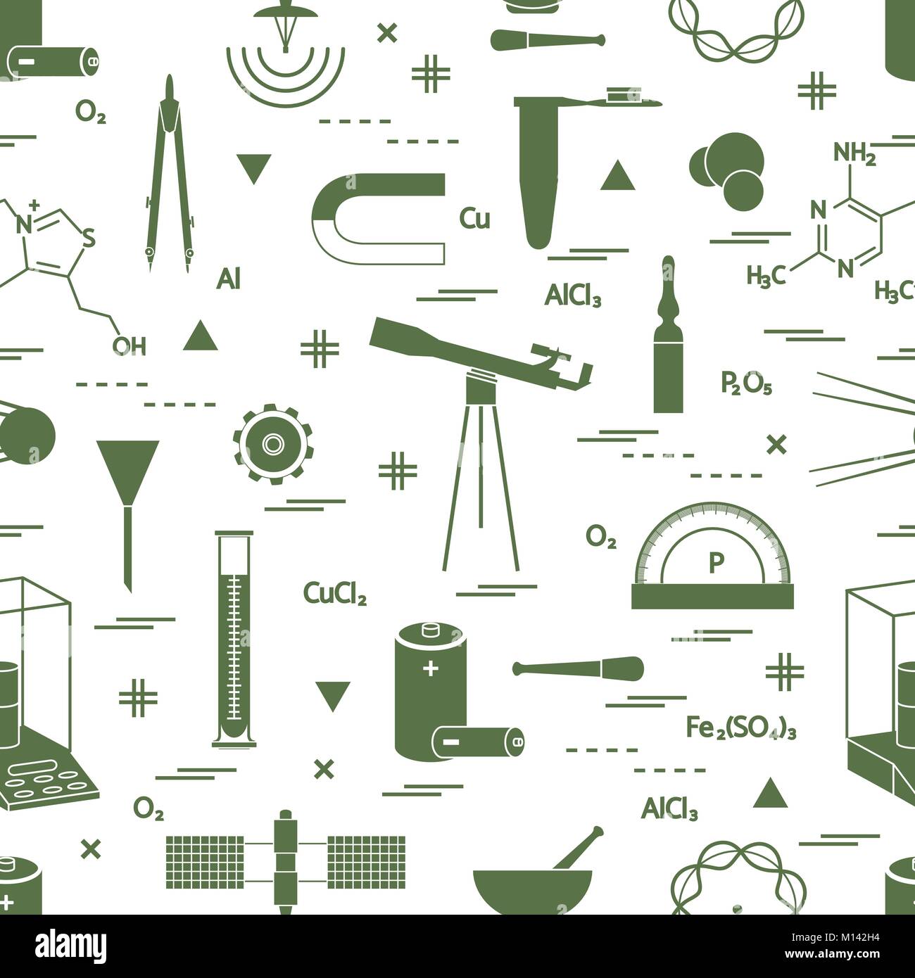 Seamless pattern with variety scientific, education elements: dividers ...