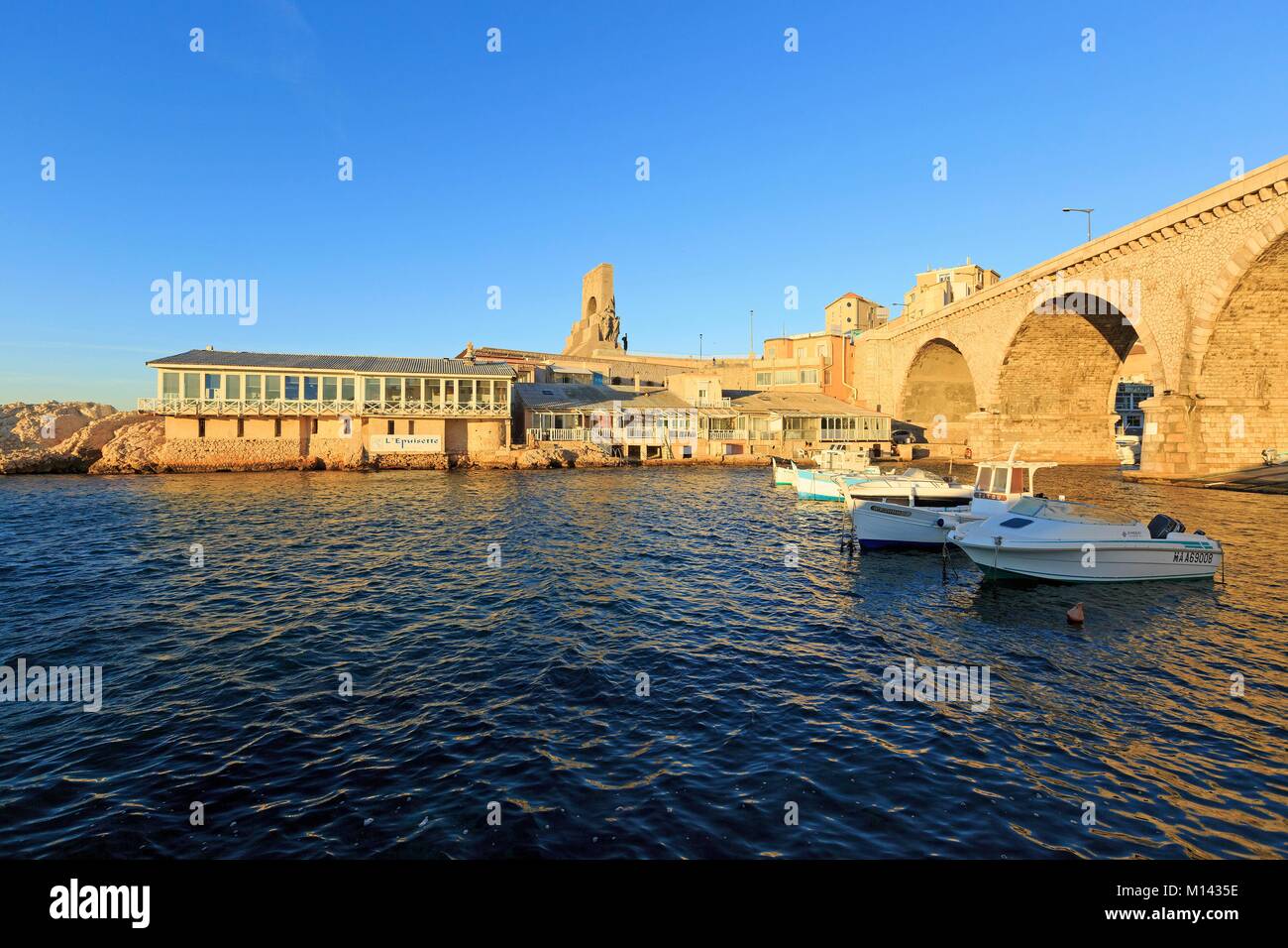 France, Bouches du Rhone, Marseille, Endoume district, cove of the ...