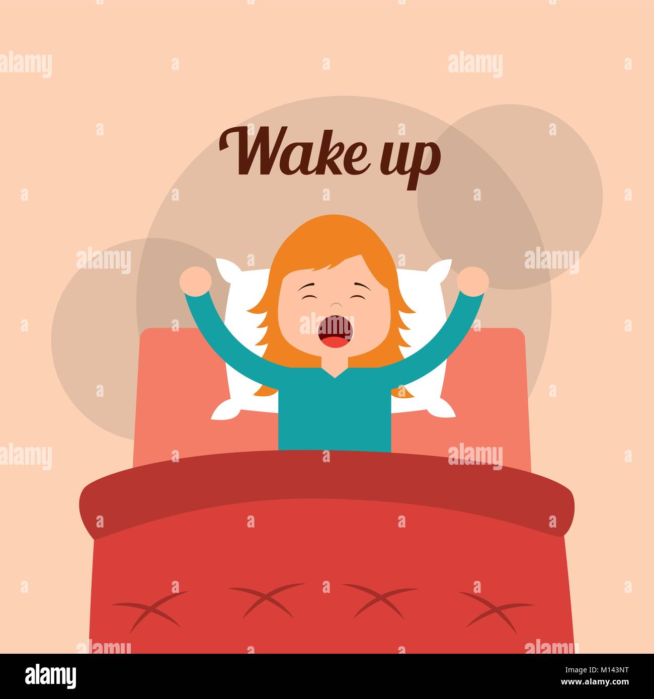 Little Girl Waking Up Cartoon