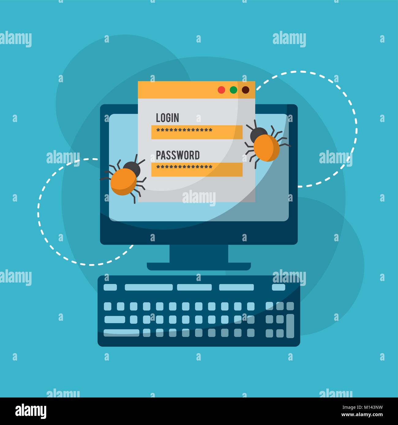 computer login and password bug attack Stock Vector Image & Art - Alamy