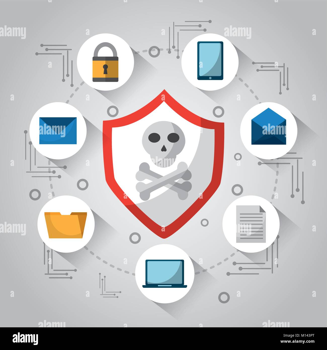 Shield skull bones technology Stock Vector Images - Alamy