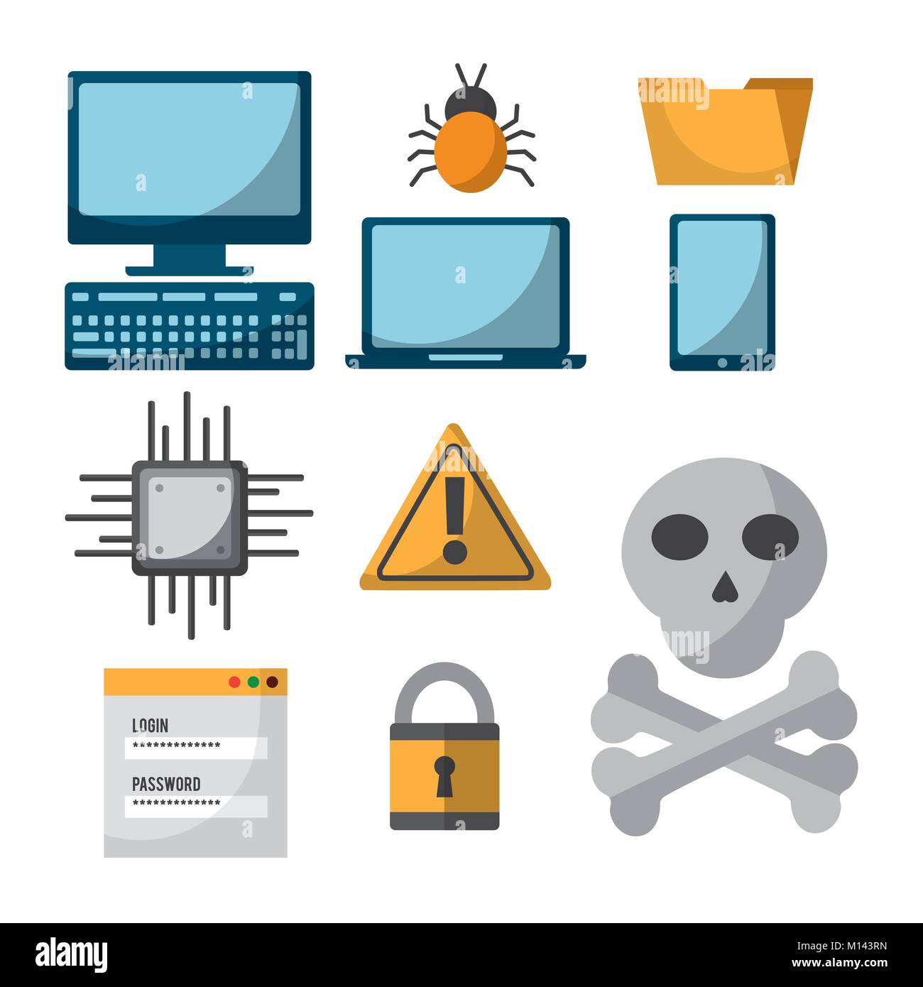 set of spectre and meltdown cyber crime virus digital protection attack ...