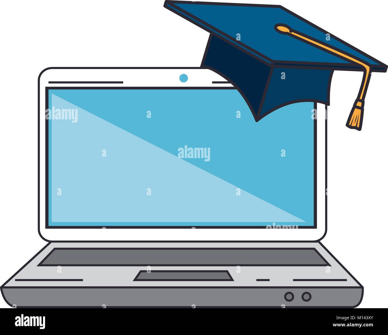 laptop computer with hat graduation vector illustration design Stock ...