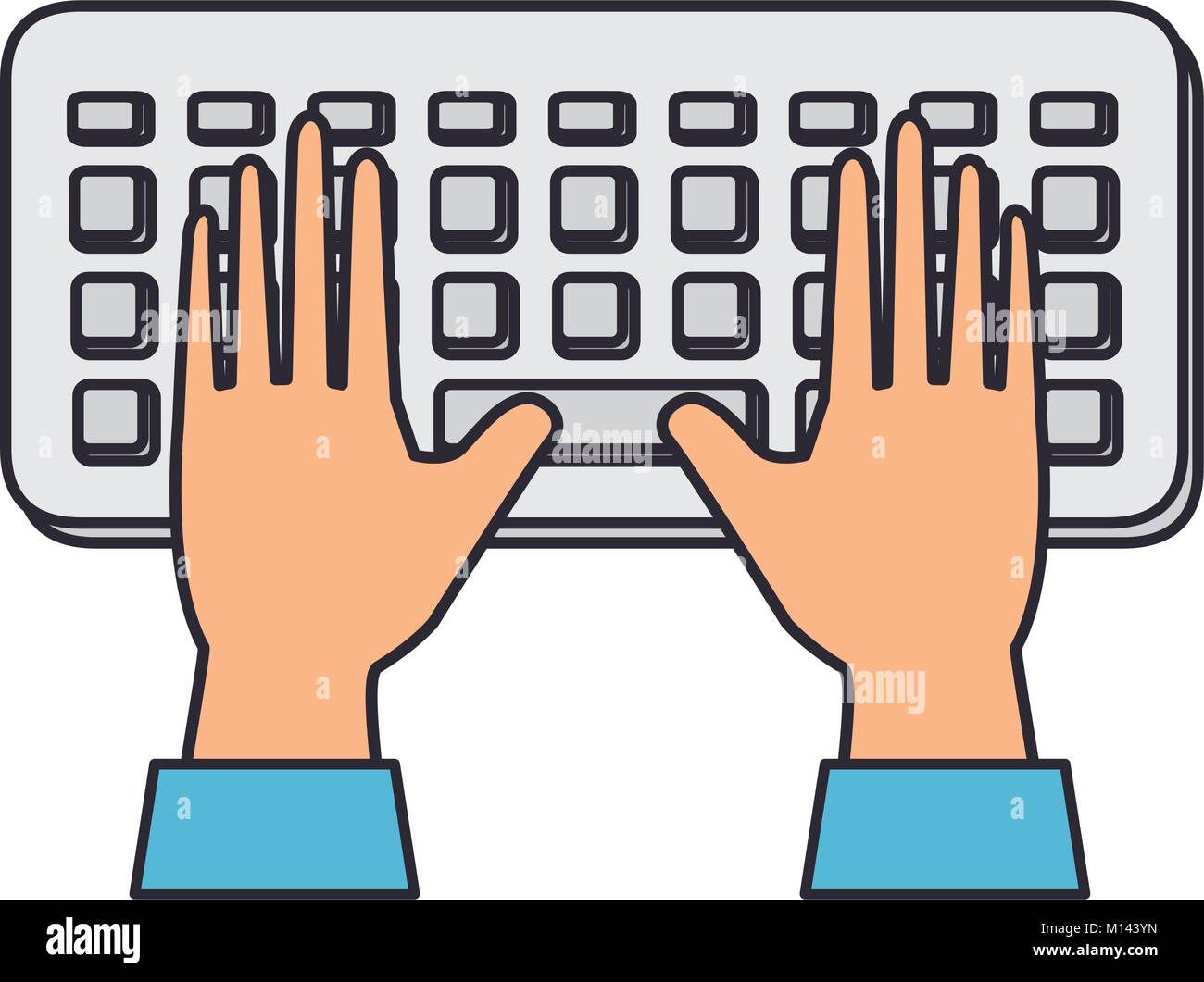 computer keyboard with hands user vector illustration design Stock ...