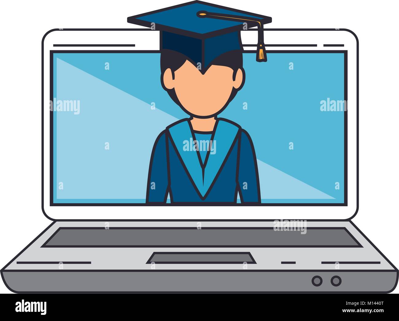 laptop computer with graduated vector illustration design Stock Vector ...
