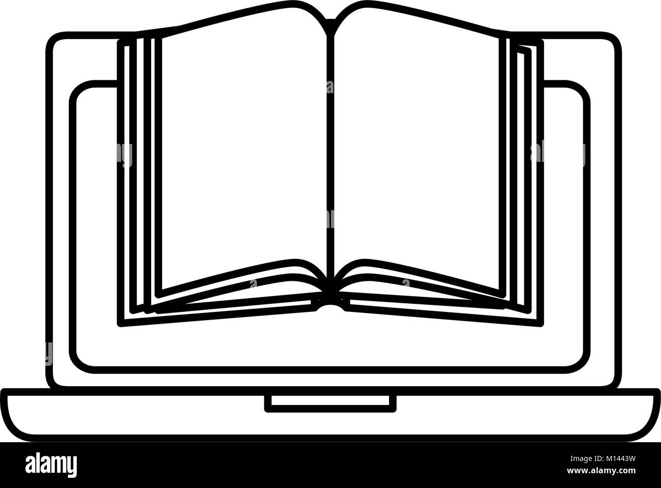 laptop computer with textbook vector illustration design Stock Vector ...