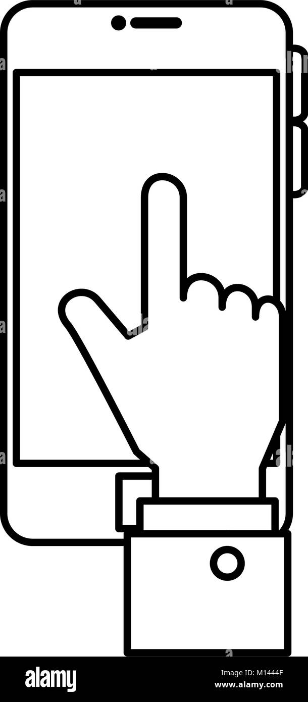 smartphone device with hand touching vector illustration design Stock ...
