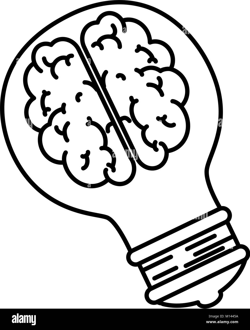 bulb light with brain vector illustration design Stock Vector Image ...