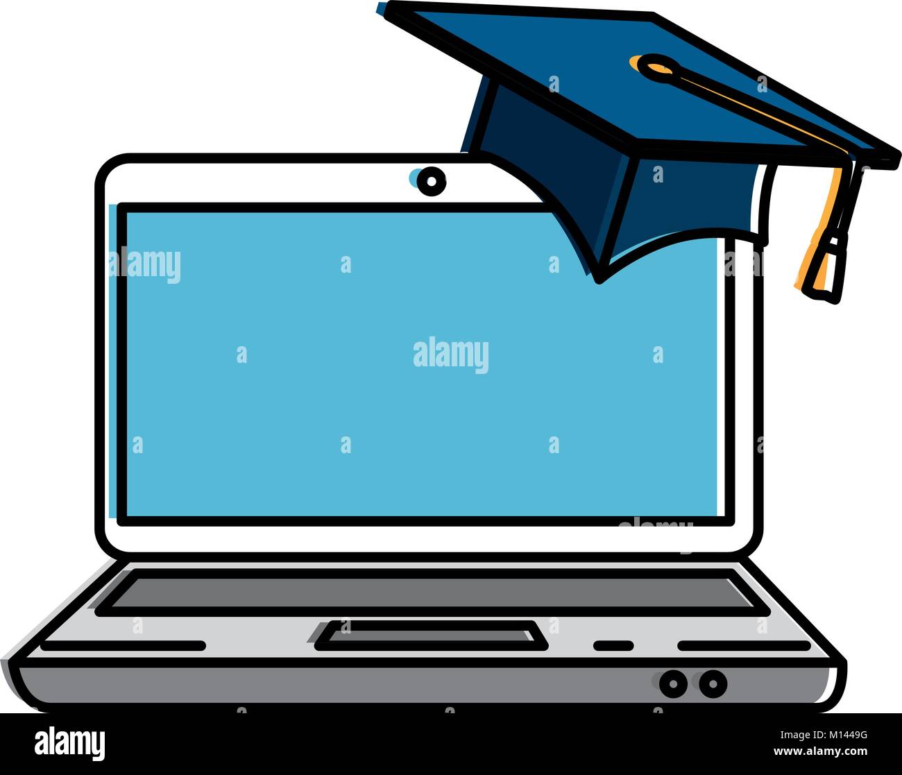 laptop computer with hat graduation vector illustration design Stock ...