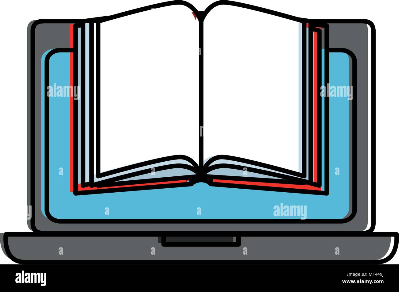 laptop computer with textbook vector illustration design Stock Vector ...