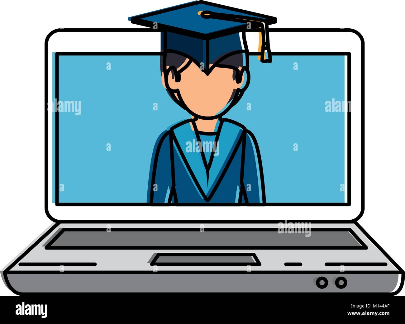 laptop computer with graduated vector illustration design Stock Vector ...