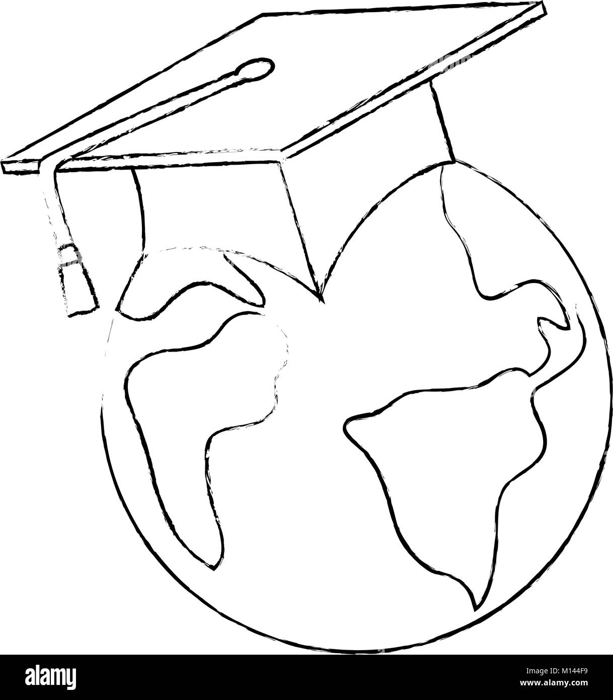 Student graduation cap map Black and White Stock Photos & Images - Alamy