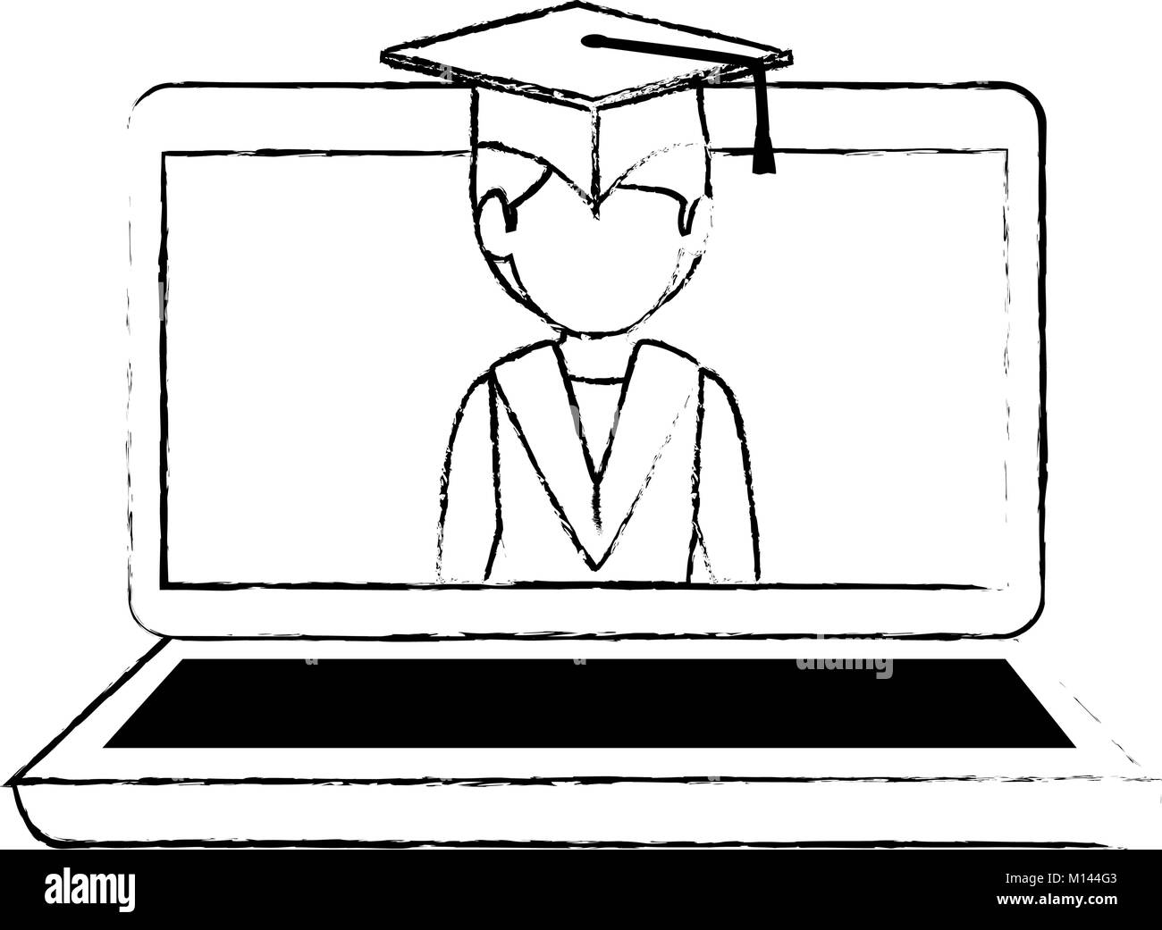 laptop computer with graduated vector illustration design Stock Vector ...