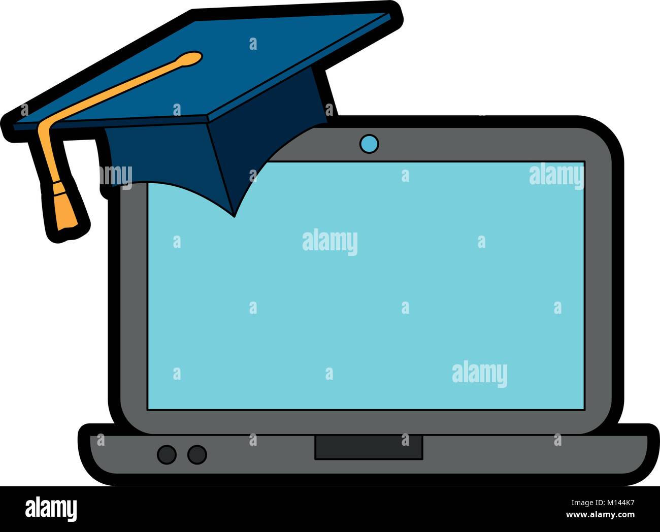 laptop computer with hat graduation vector illustration design Stock ...