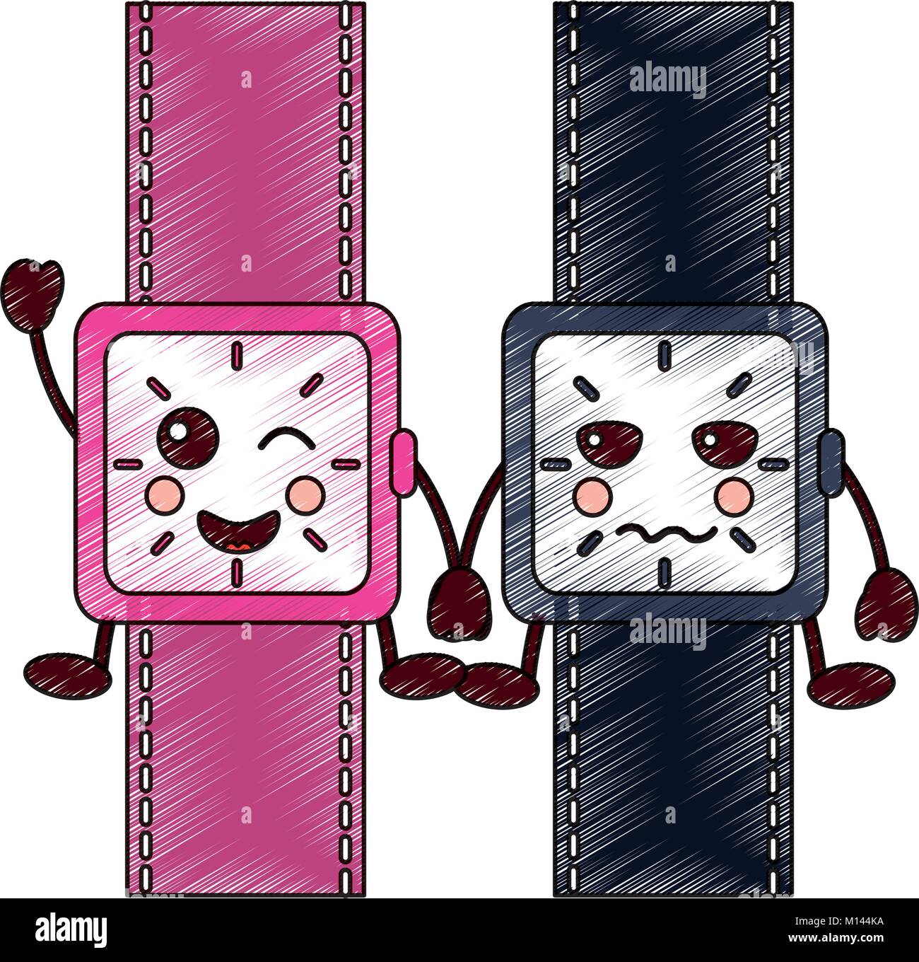 kawaii cartoon clock alarm character Stock Vector Image & Art - Alamy