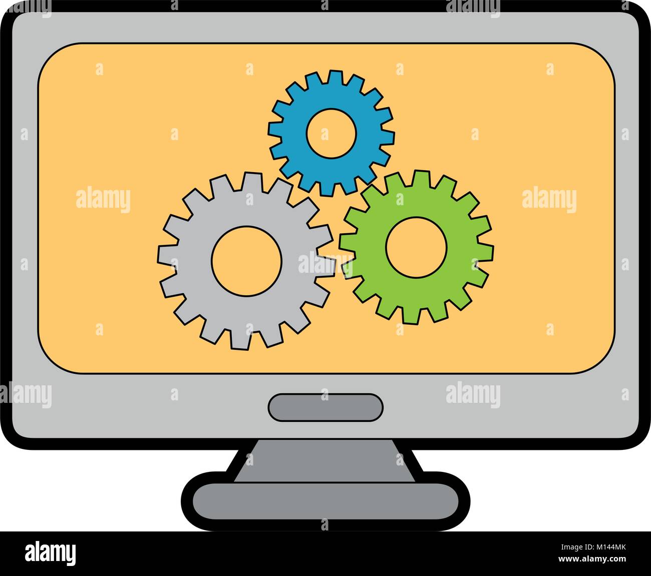 computer display with gears vector illustration design Stock Vector ...