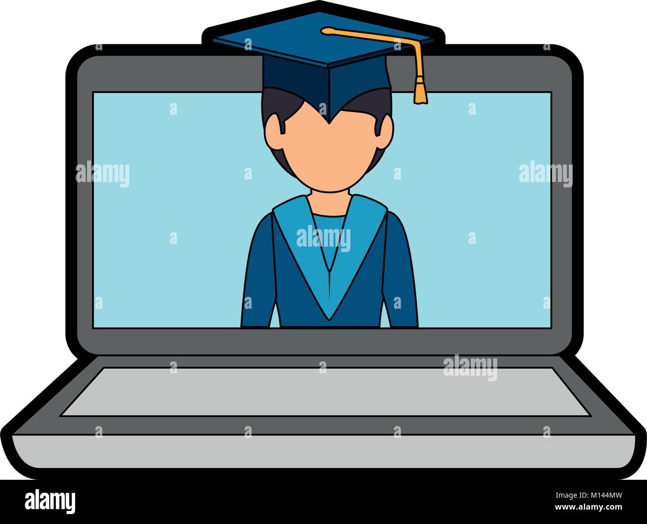 laptop computer with graduated vector illustration design Stock Vector ...